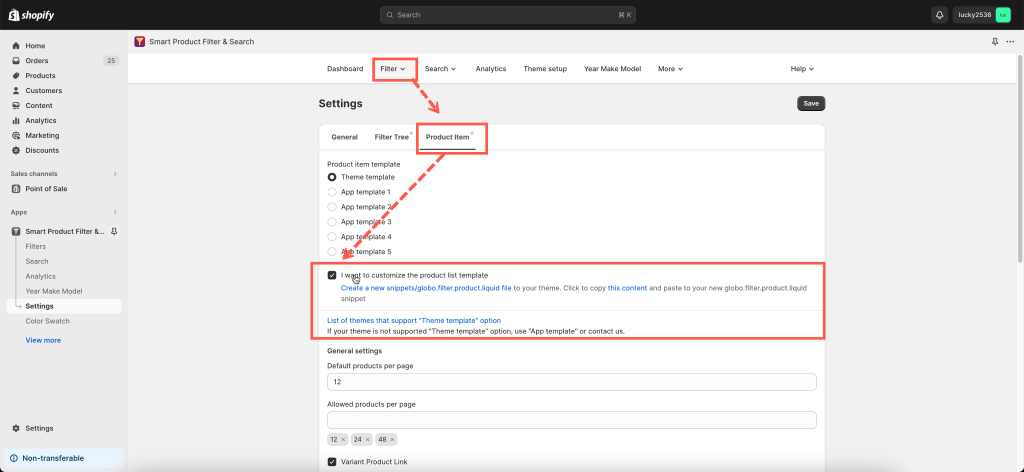 Customize product list template