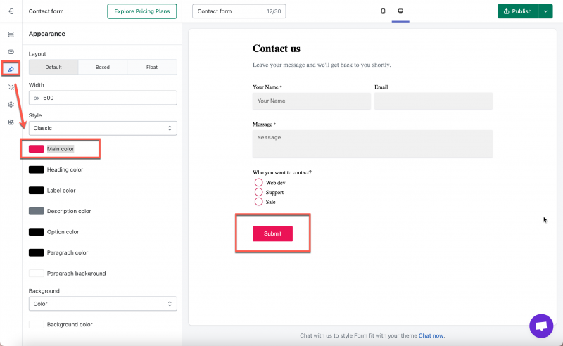 Change the "Submit" button color