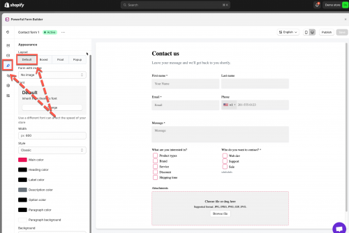 Change form's layout