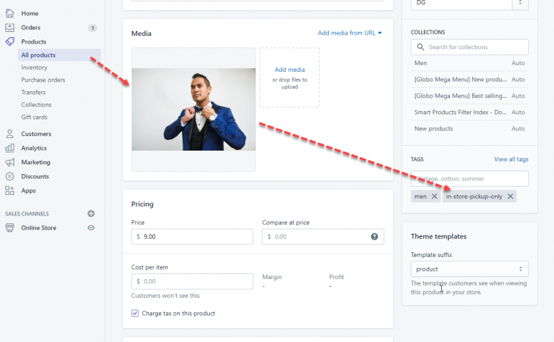Enable only store pickup method for specific products