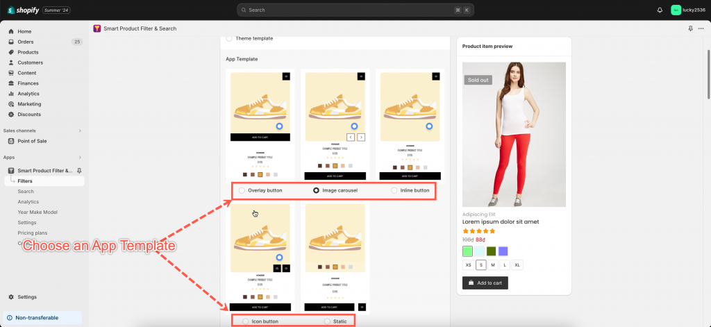 Manage app product list layout