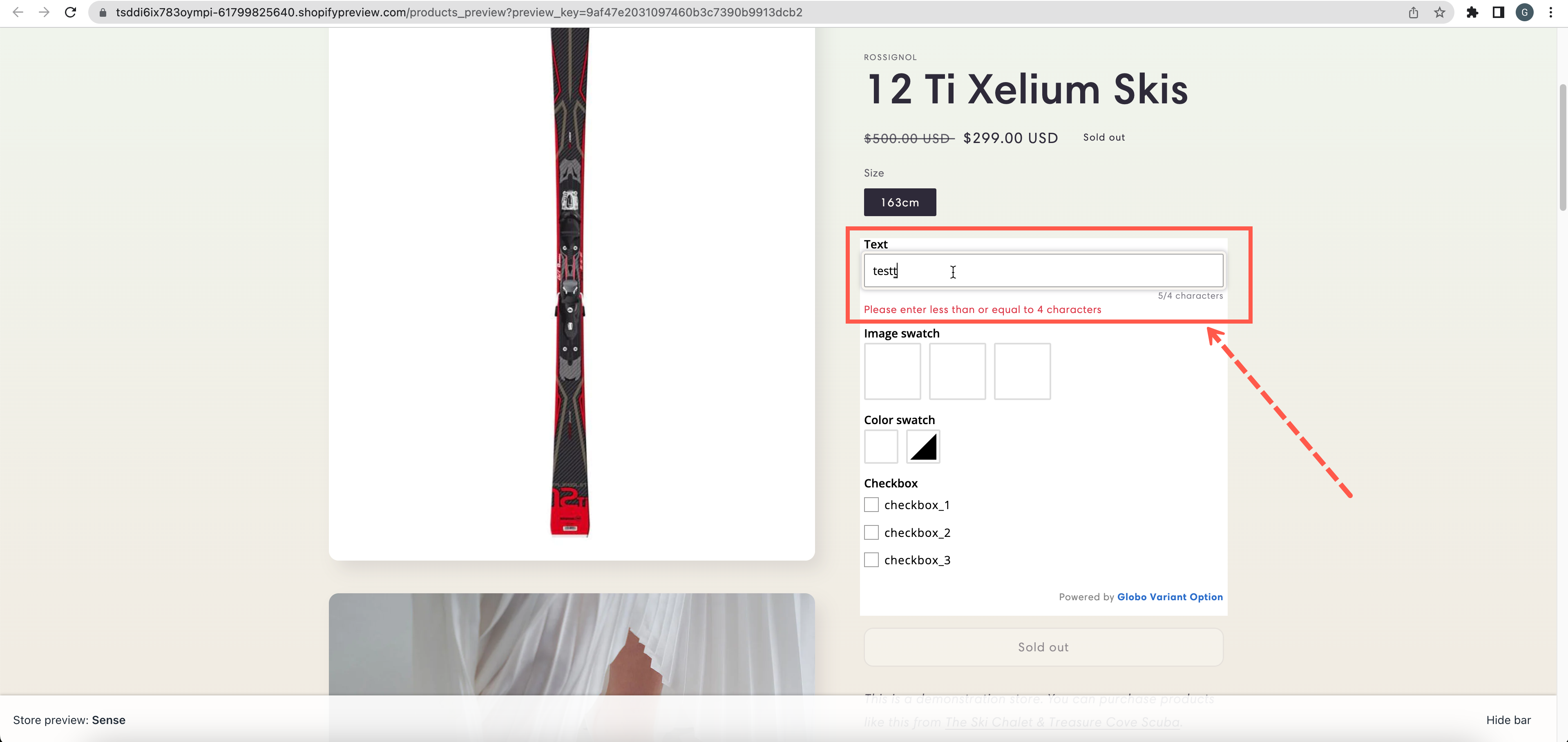 Limit characters of text input