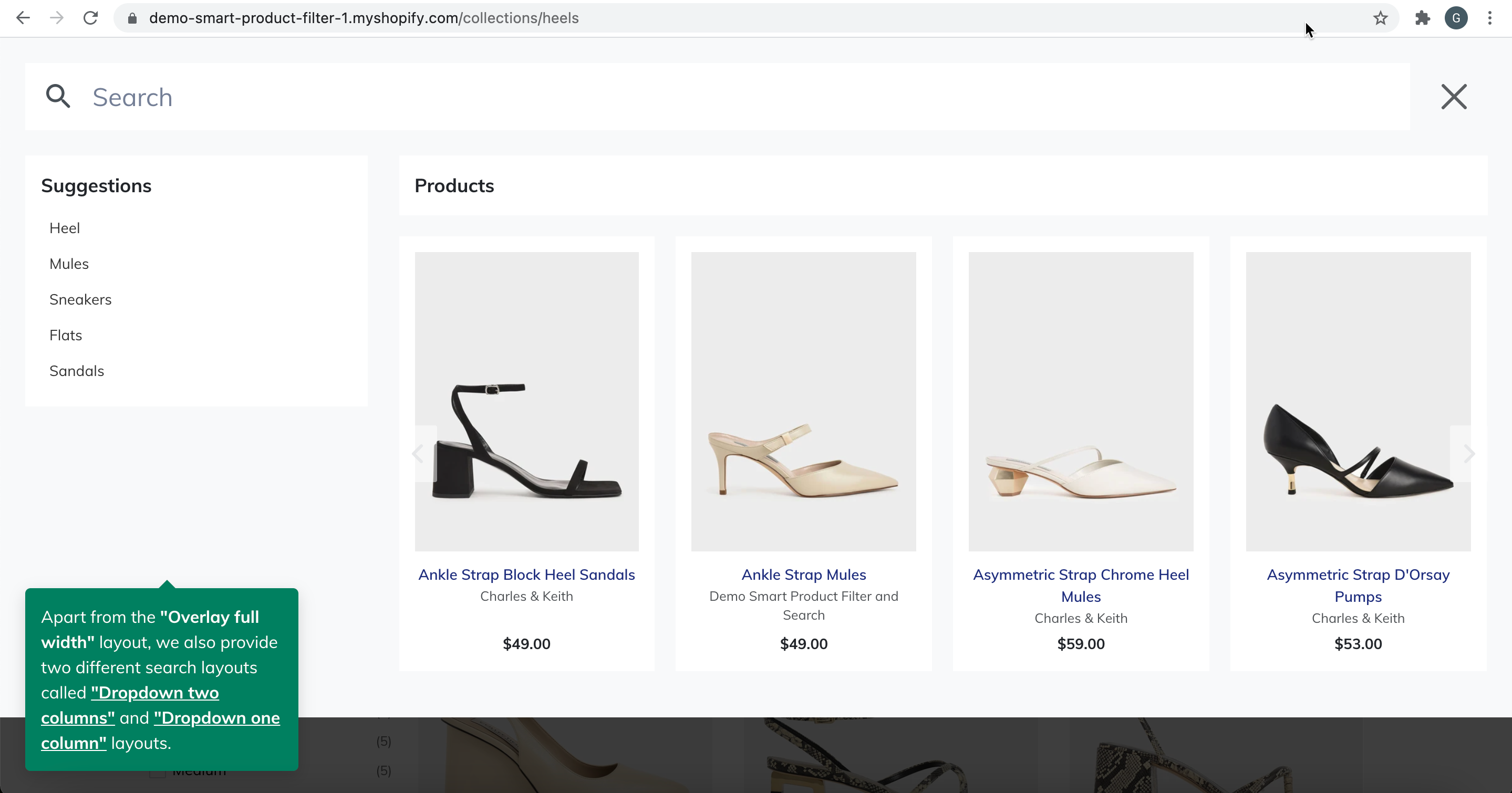 Manage instant search box layouts