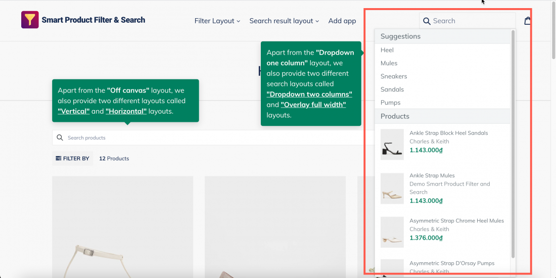 Manage instant search box layouts