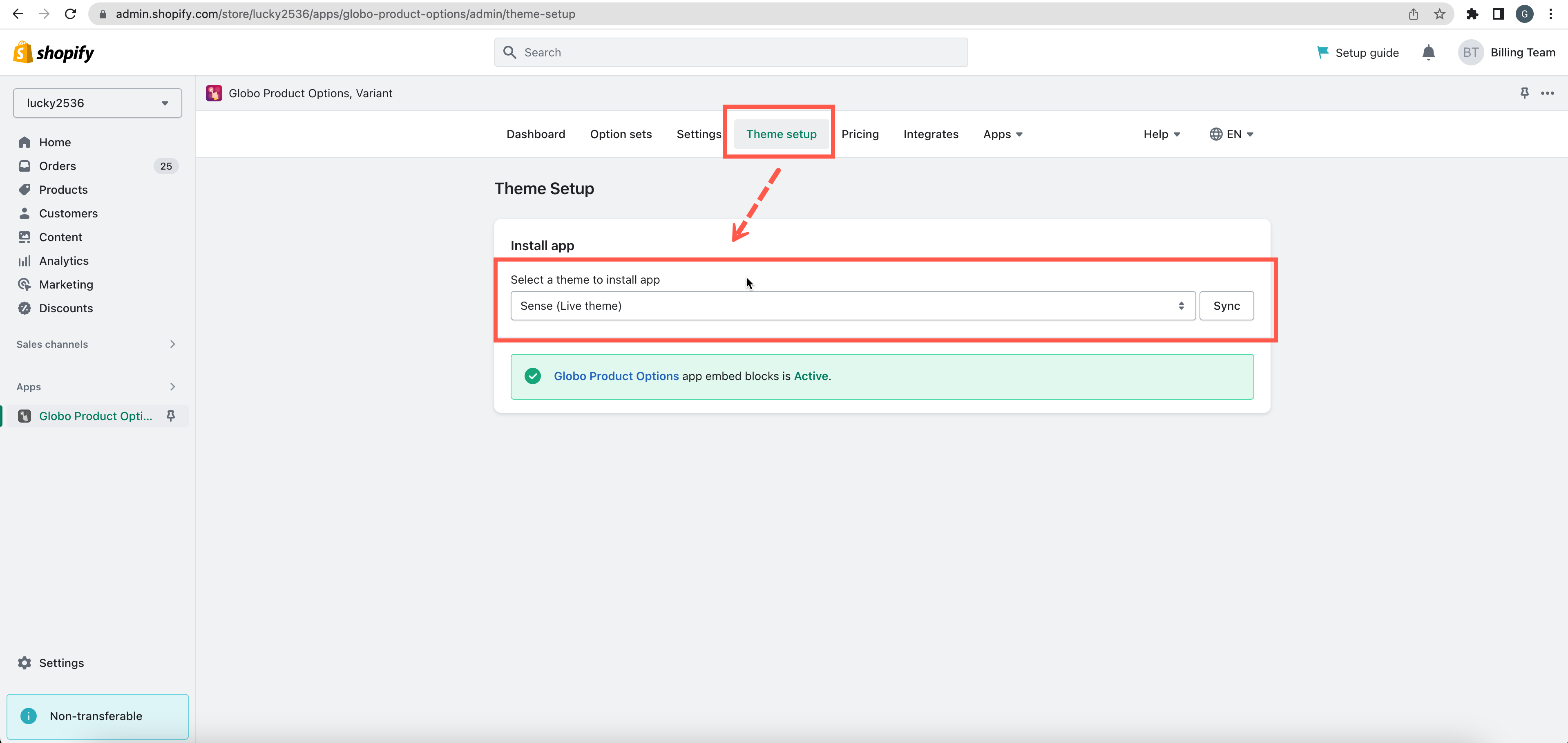 Integrate app to theme