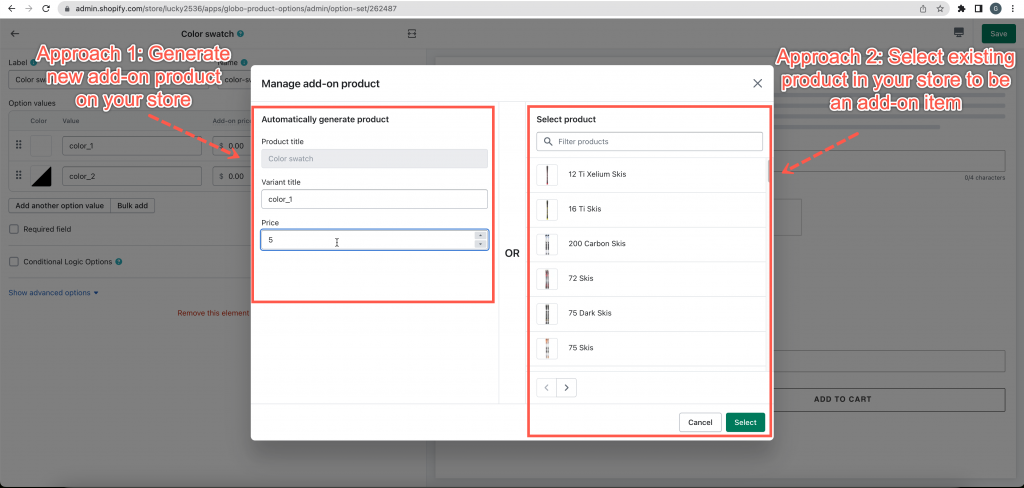 Manage add-on products