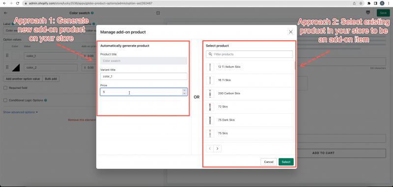 Manage add-on products
