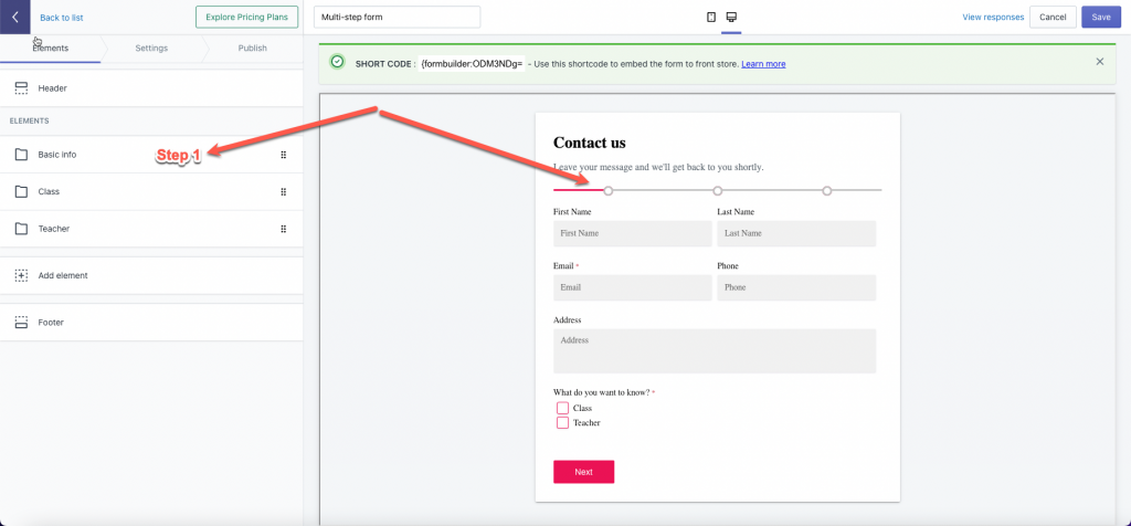 Create a multi-step form