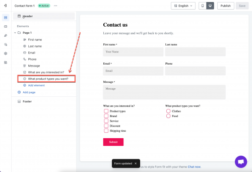 Use conditional logic on the form