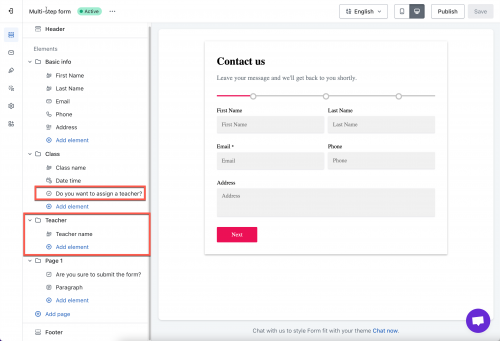 Use conditional logic on the form
