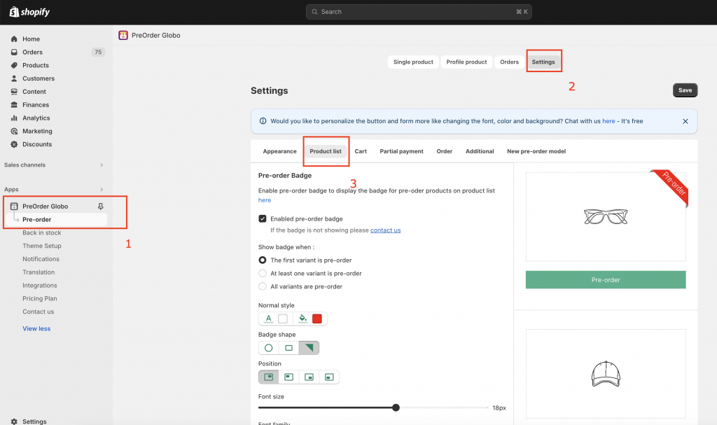 Set up condition to display the pre-order badge