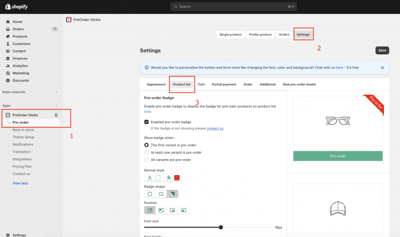 Set up condition to display the pre-order badge