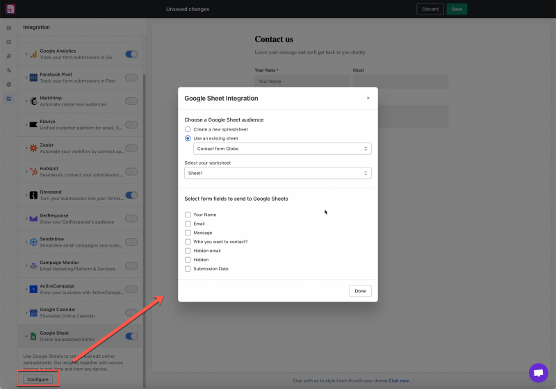 Connect form data to Google Sheets