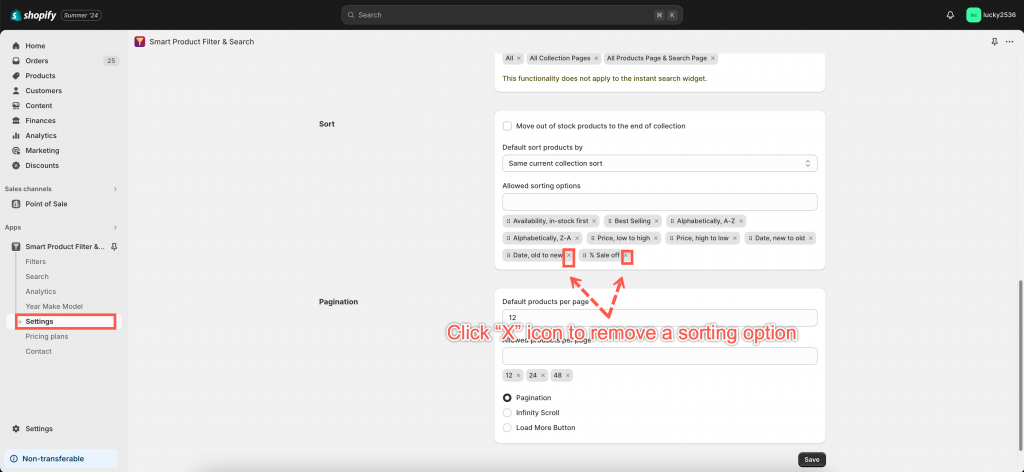 Delete Sorting by dropdown
