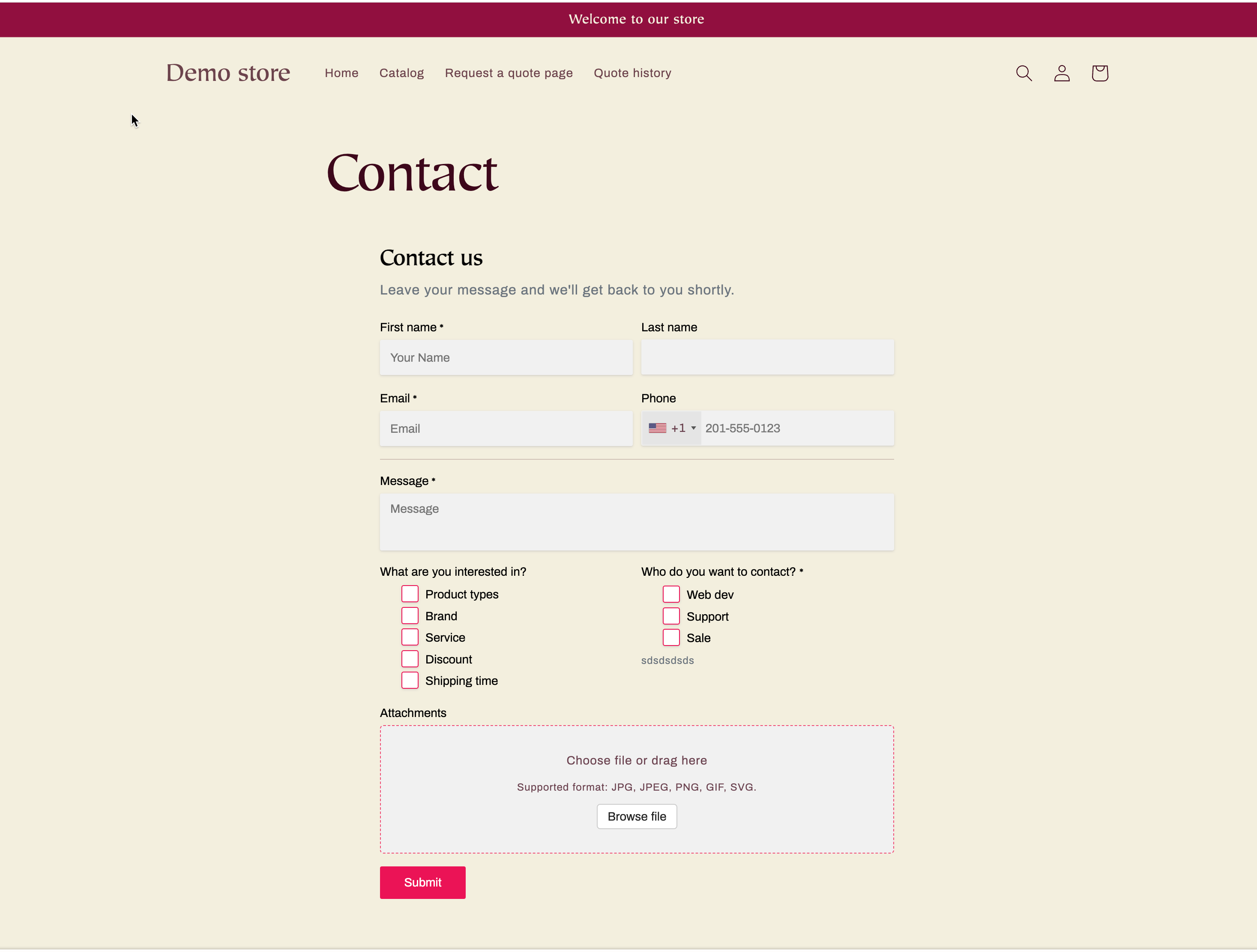 Display a form on a specific page
