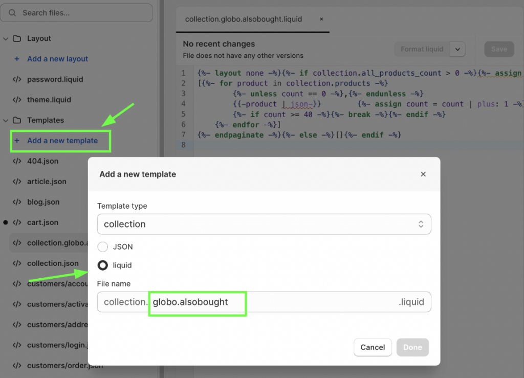 How to create the customized template